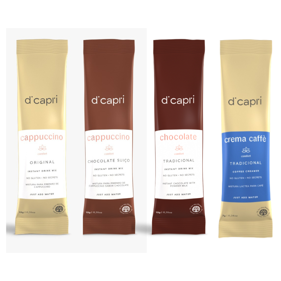 Cappuccino, Cappuccino Suíço, Chocolate com Leite, Leite em Pó Crema ...