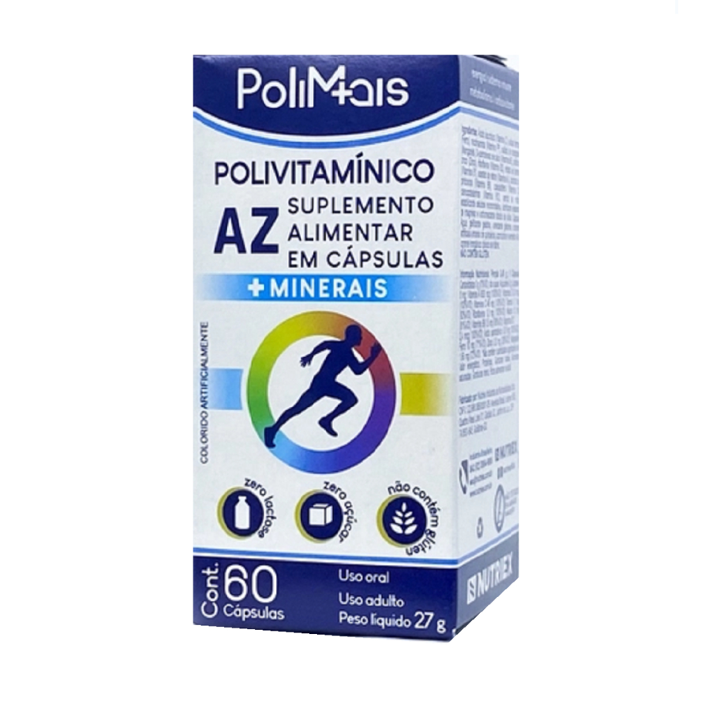Polivitamínico AZ e Minerais com 60 cápsulas PoliMais | Shopee Brasil