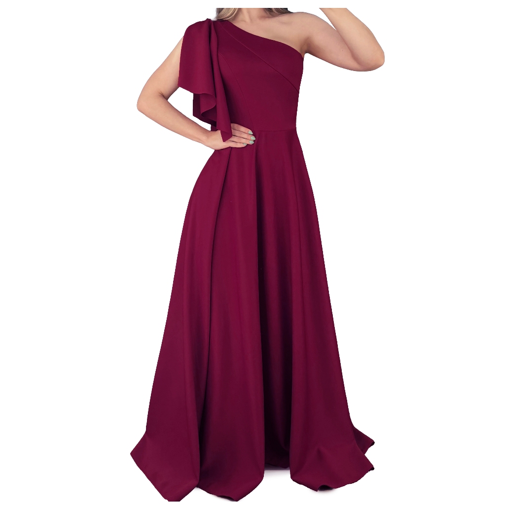 Vestido longo de festa madrinha, ombro único Jhuly | Shopee Brasil