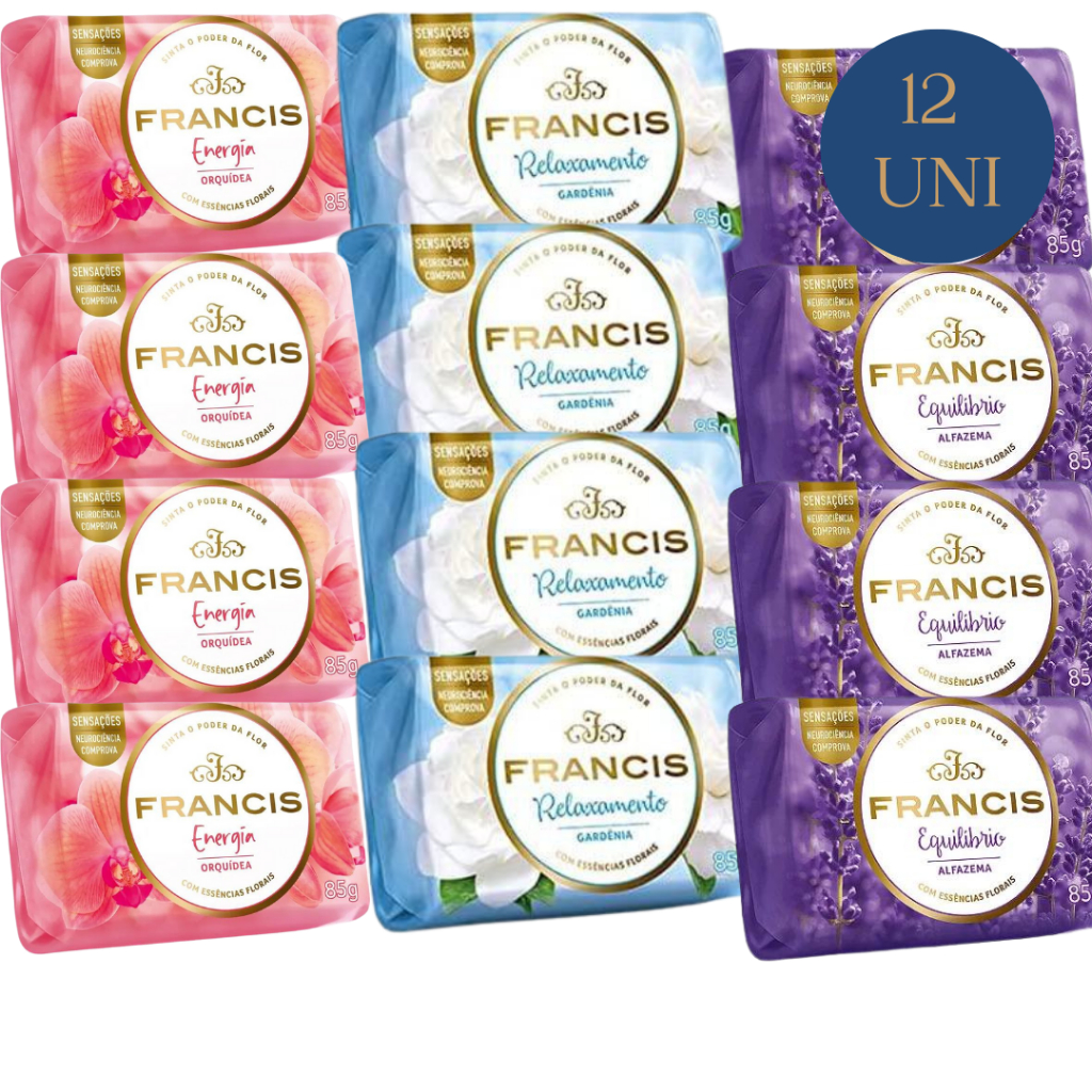 Kit 12 Sabonete Francis Fragrâncias Variadas 85g | Shopee Brasil