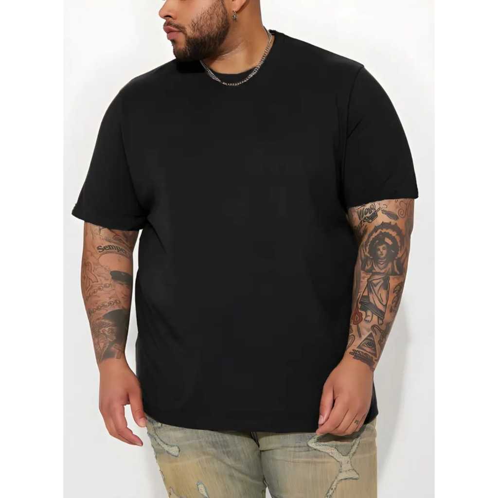Camiseta Plus Size Oversized Masculina Camisa G1 G2 G3 G4 Gola Canelada Blusa Streetwear Basica ...