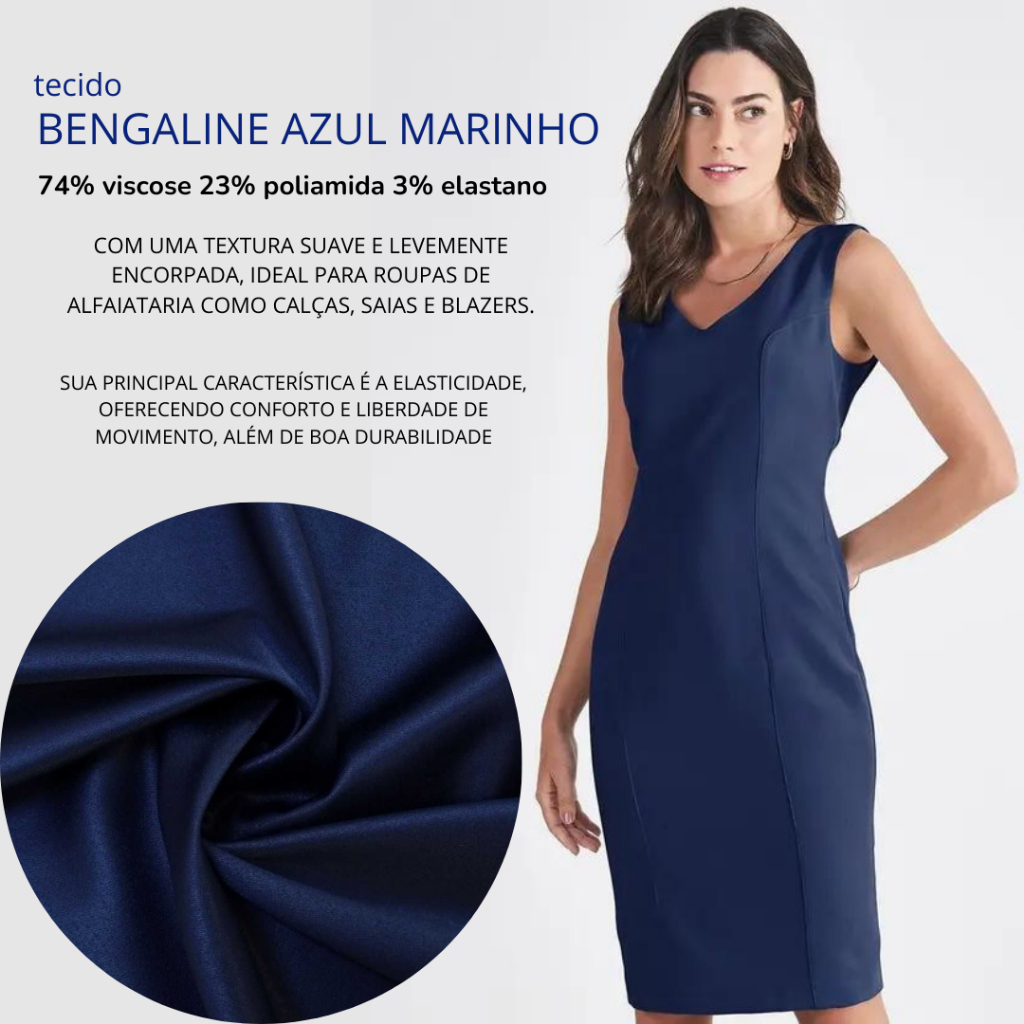 Tecido Bengaline Alfaiataria Azul Marinho - Toque de Elegância e ...