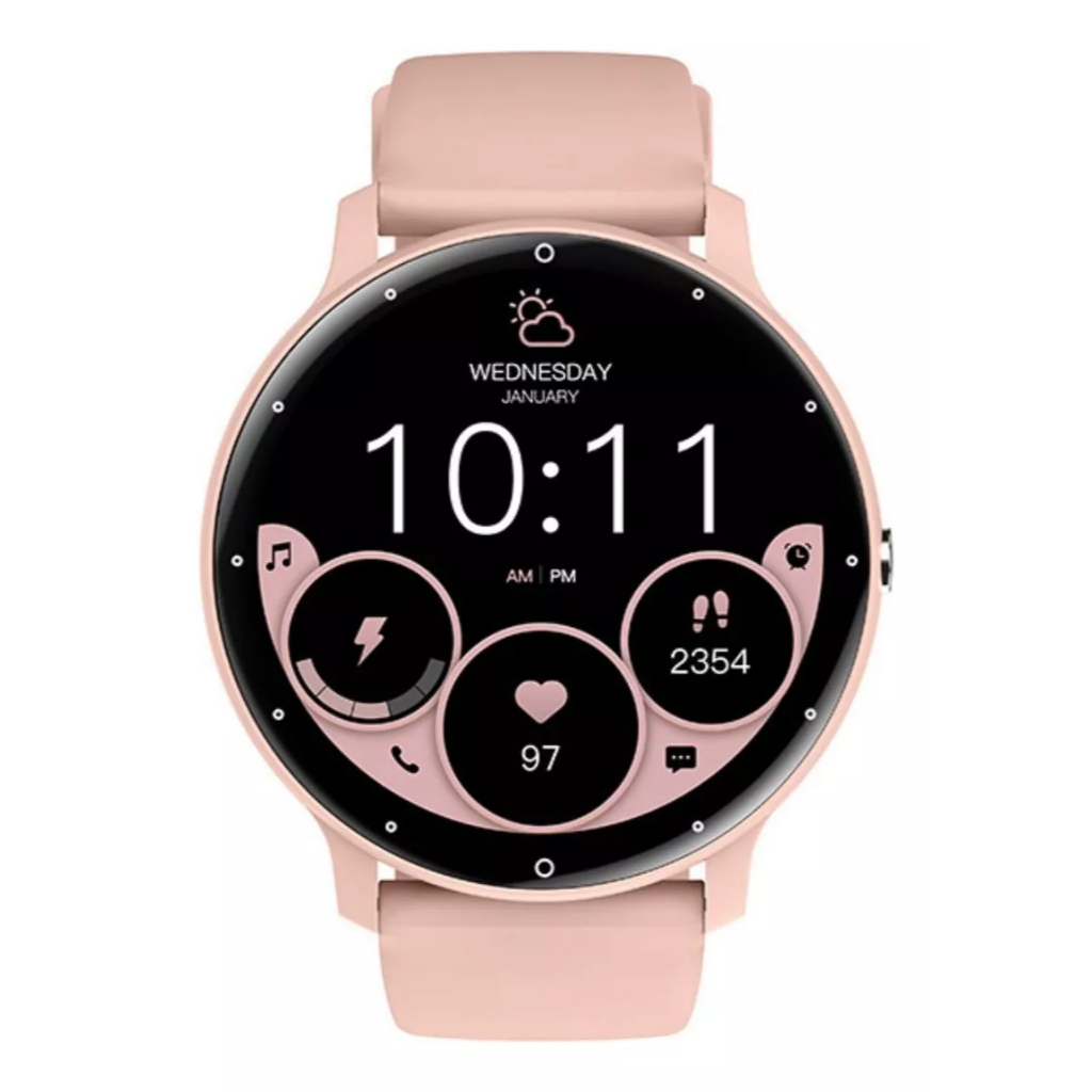 Smartwatch Peje Redondo Zw02 Rosa (Prova De Água IP68 2METRO) - Faz a Boa!