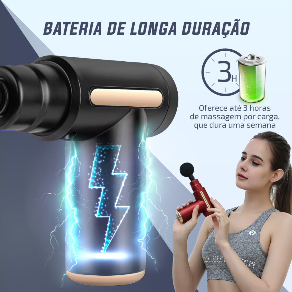 Portátil Profissional Massageador Elétrico Alta Frequência Muscular Pistola Massagem Gun ...