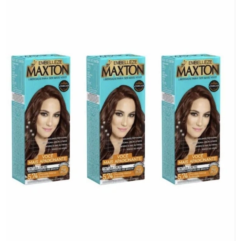 Kit 3 Tintas de Cabelo Maxton - Escolha a cor | Shopee Brasil