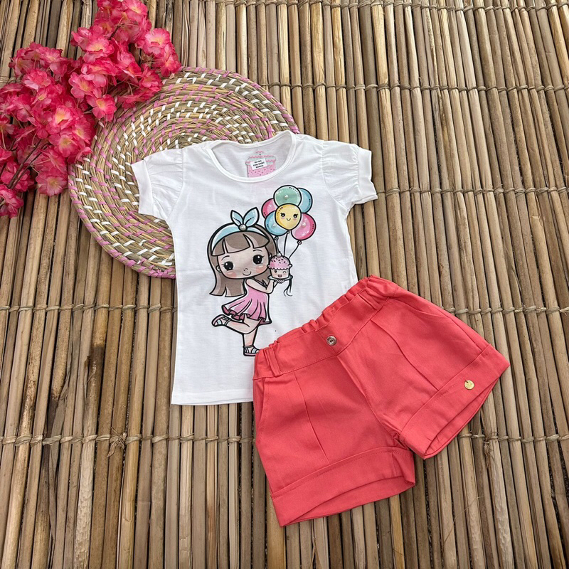 CONJUNTO MENINAS INFANTIL MODA MENINAS LELELI REF 045 | Shopee Brasil