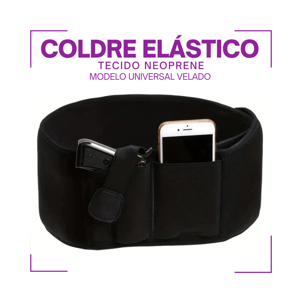 Coldre ELÁSTICO NEOPRENE Auxiliar Universal Velado Abdominal Cintura ...