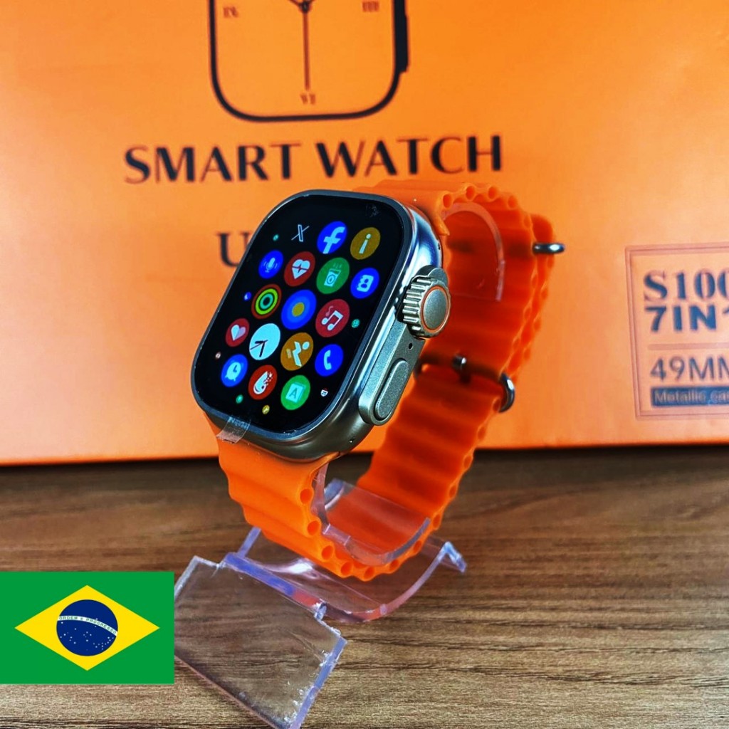 Smartwatch S100 Ultra 49mm 7 em 1 7 Pulseiras Tela Touch Faz e Recebe ...
