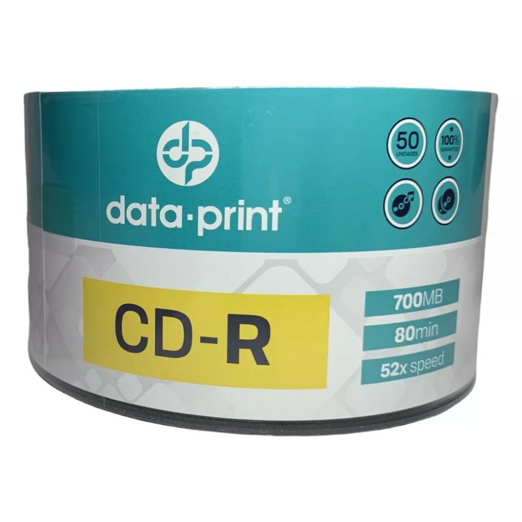 50 Unidades Cd-r Data Print Com Logo 52x 700mb 80 Minutos | Shopee Brasil
