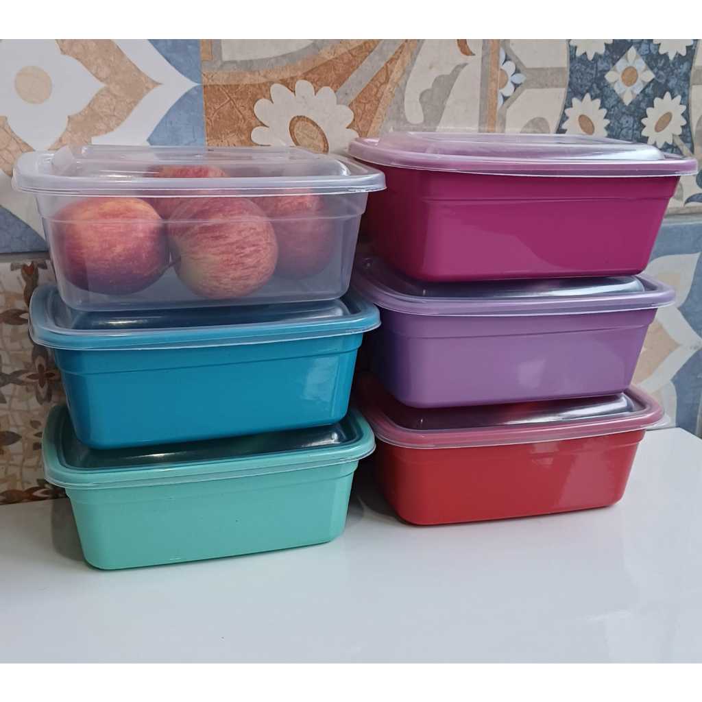 Pote Plástico Retangular tampa transparente 1000ml Kit com 10 Unidades Varias Cores | Shopee Brasil