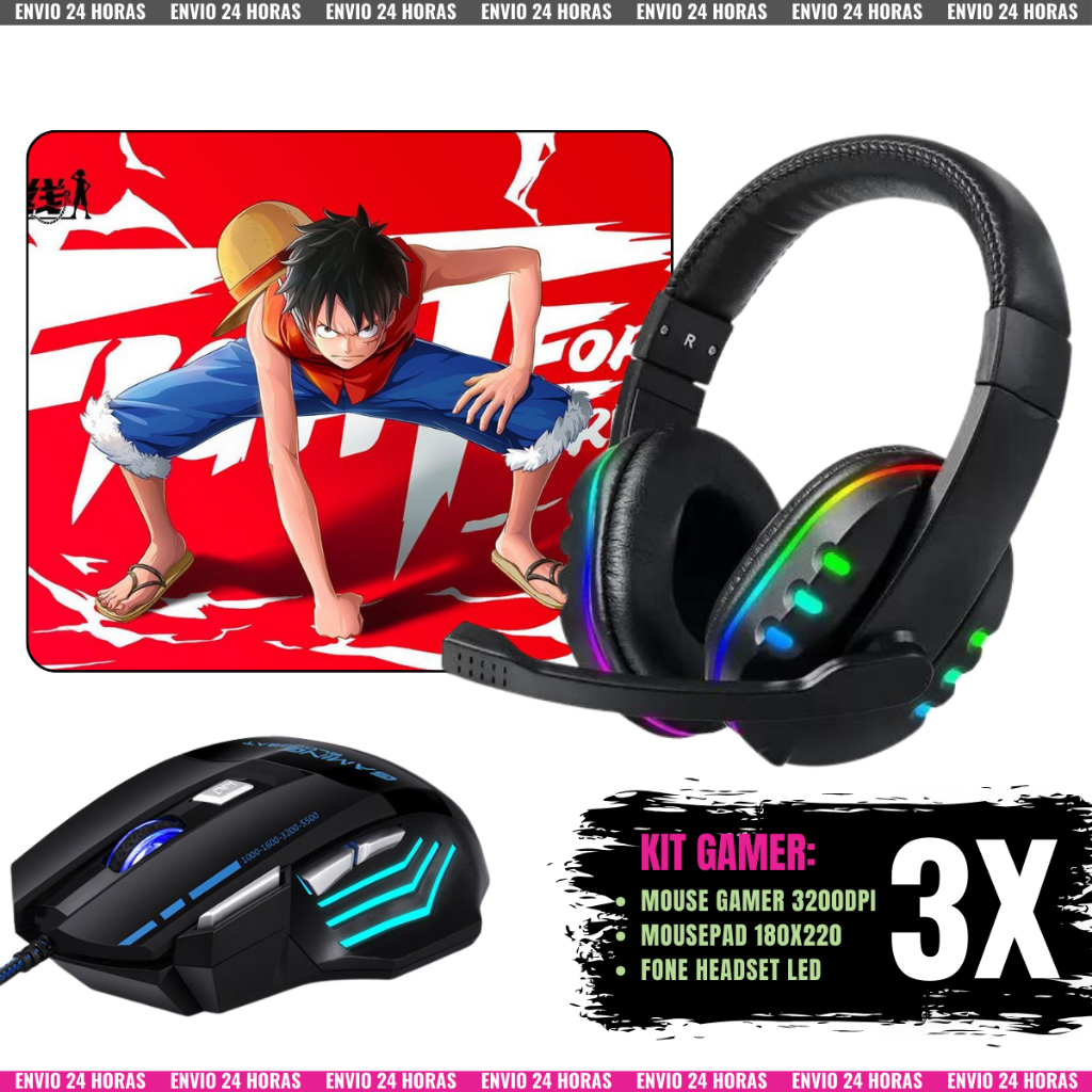 Kit Mouse LED RGB E Fone Headset Over Ear Pc Gamer USB P2 Computador Note Jogos Mouse Pad Shopee Brasil