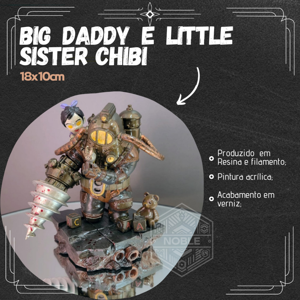 Bioshock Big Daddy e Little Sister Chibi - Figure | Shopee Brasil