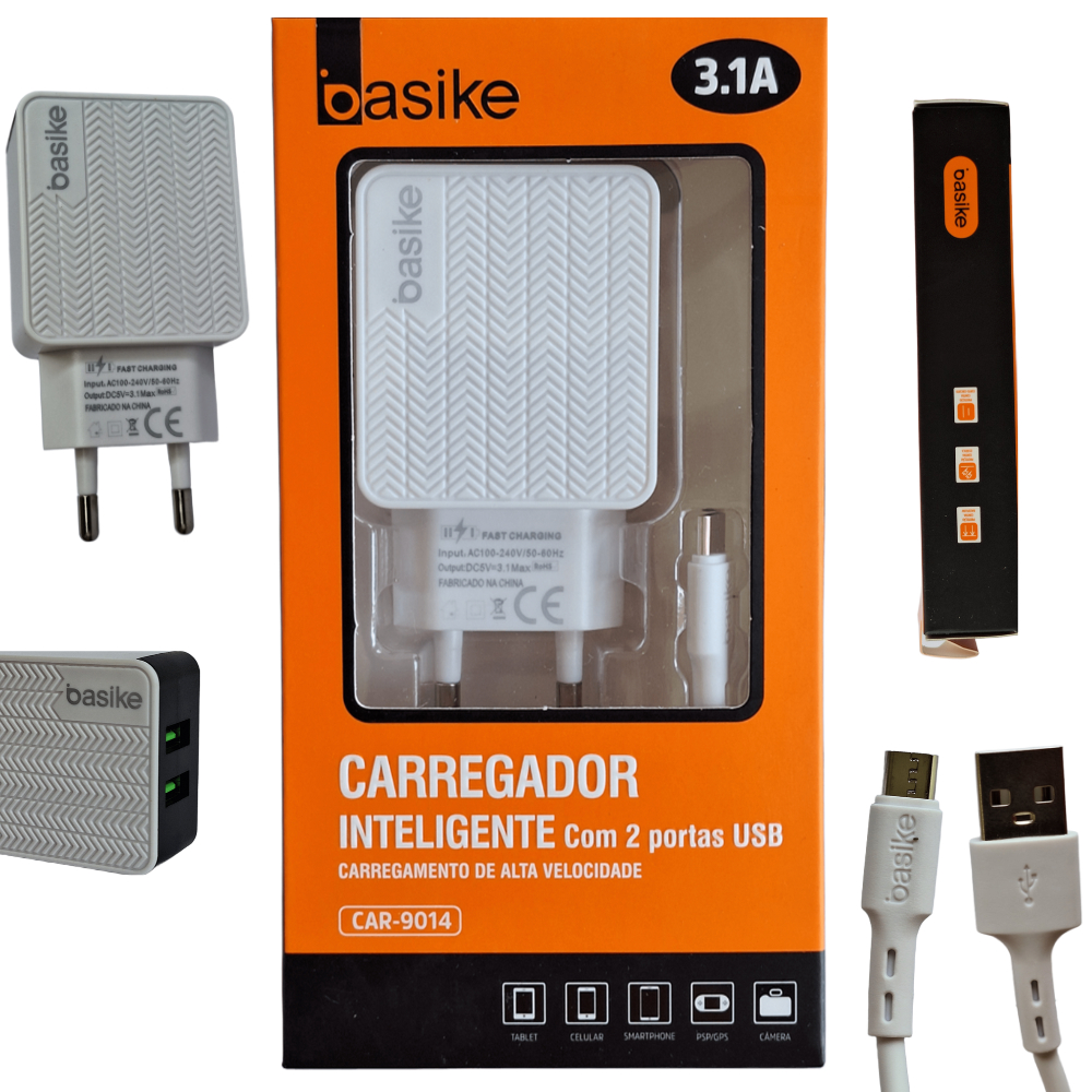 Carregador Celular Micro USB Carga Rapida Com Cabo 2 Entradas | Shopee ...