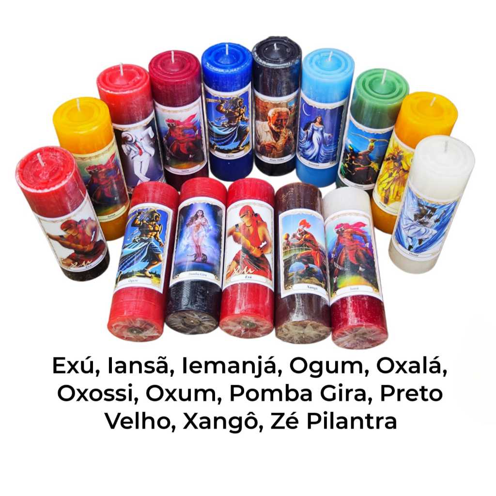 Kit 6 Velas Orixás Votiva 7 Dias Velas Coloridas Umbanda 100% Parafina ...