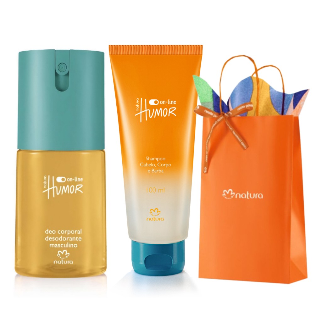 Kit Natura Humor On-line Masculino Deo Corporal + Shampoo Cabelo,Corpo ...