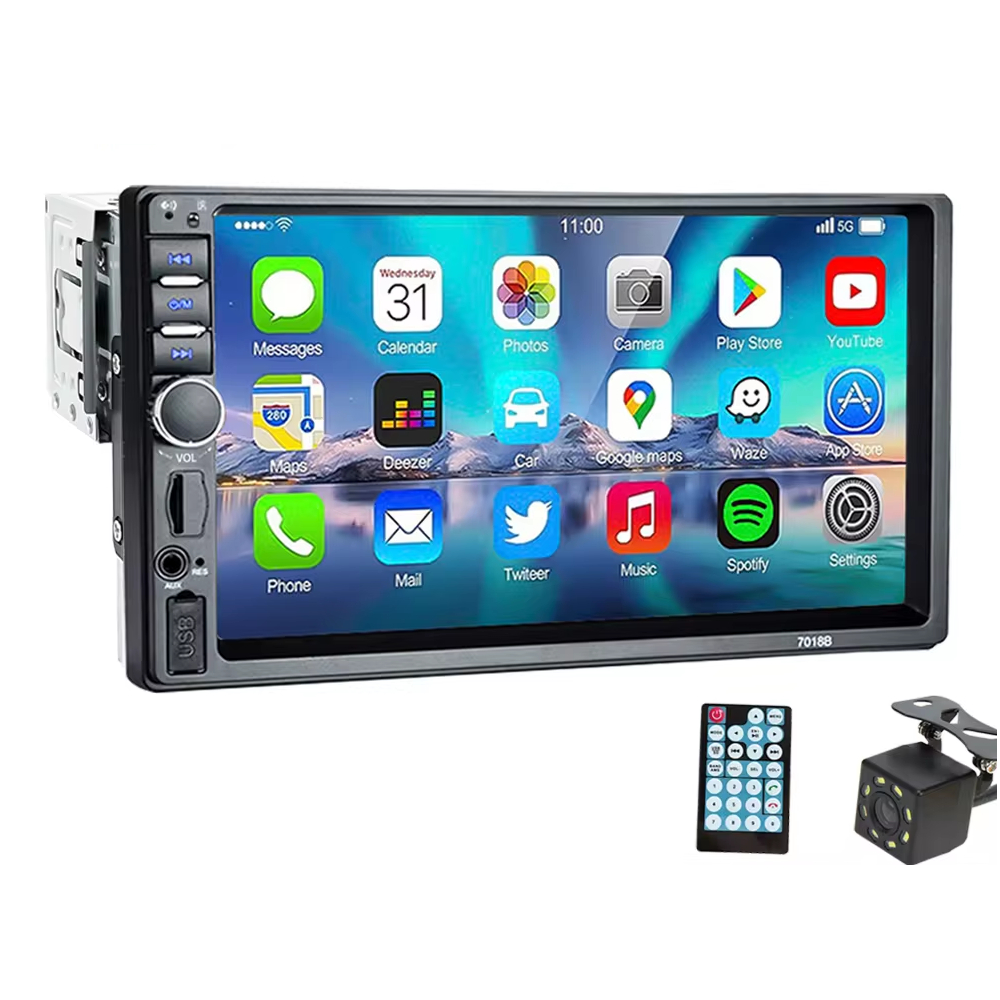 Central Multimídia 1Din Universal 7 Pols, Bluetooth, USB, Espelha o Celular - Tela voltada p ...