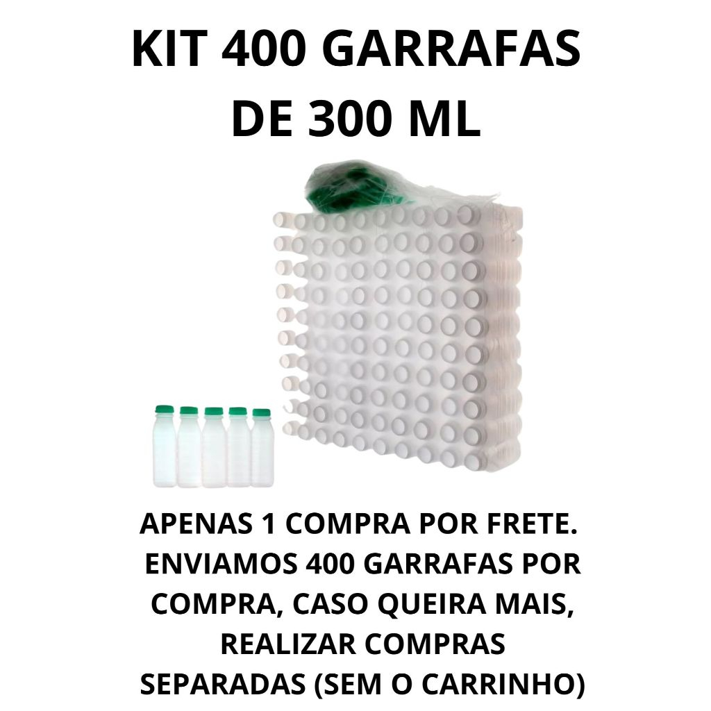 400 Garrafa Garrafinha Plástica Descartável 300 ml Para Sucos/Caldo De Cana/ Água De Coco ...