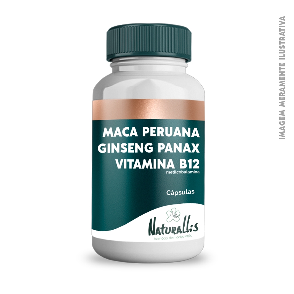 Maca Peruana 500mg + Ginseng Panax 200mg + Vitamina B12 500mcg ...