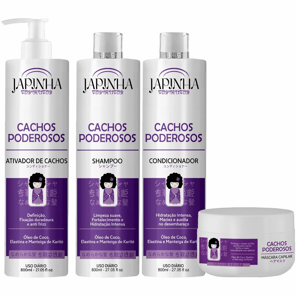 Kit Ativador + Shampoo e Condicionador + Máscara 300G – Cachos Poderosos – Japinha | Shopee Brasil
