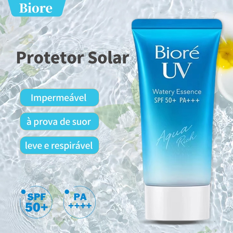 Biore protetor solar facial Spf50+ Pa++++ Aqua Rich impermeável creme ...