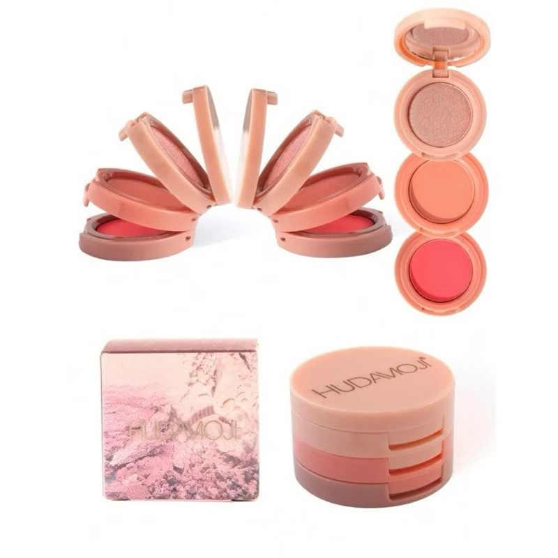 Mini paleta de Blush e iluminador 4.8g Hudavioji (L0622) | Shopee Brasil