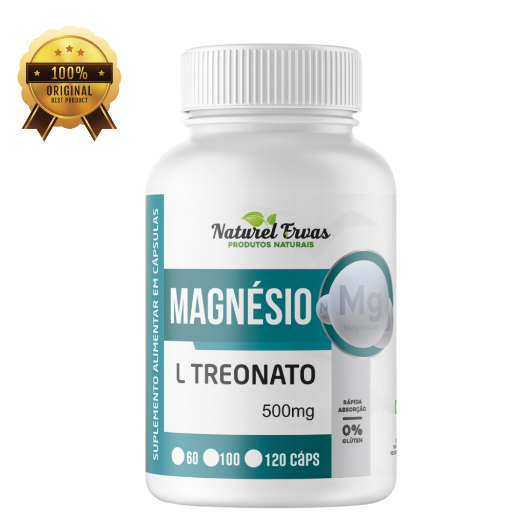 Magnésio L Treonato / 500mg / 120 Cápsulas/ Suplemento Alimentar/ | Shopee Brasil