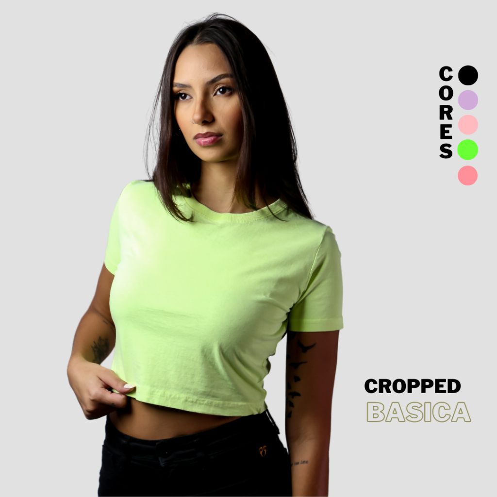 Cropped Feminino 100% Algodão | Cropped Curto | Blusa Feminina | T ...