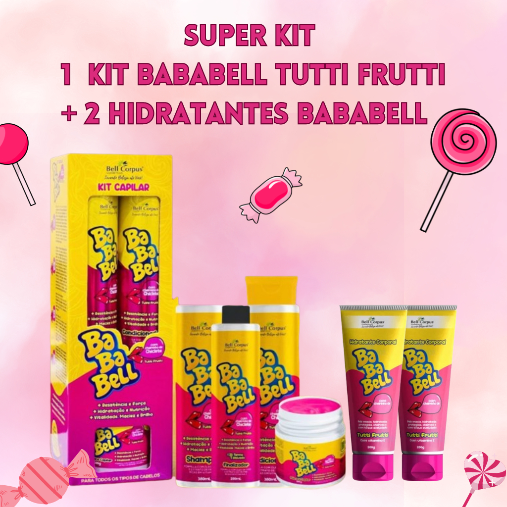 Kit Capilar e 2 Hidratantes BabaBell Babalu Tutti Frutti Bell Corpus ...