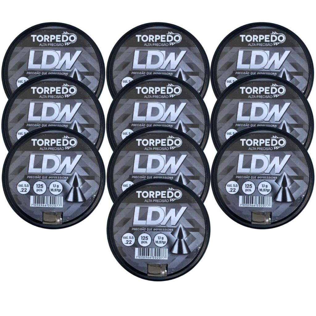 Kit 10 Chumbinho 5.5 Chumbo de Pressão 5.5mm Para Carabina LDW Torpedo ...
