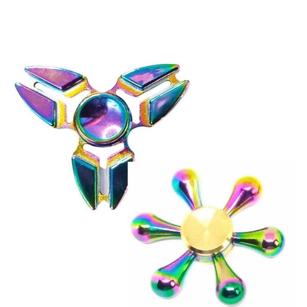 Kit 2 Fidget Hand Spinners Metal Multicoloridos Dos Raros | Shopee Brasil