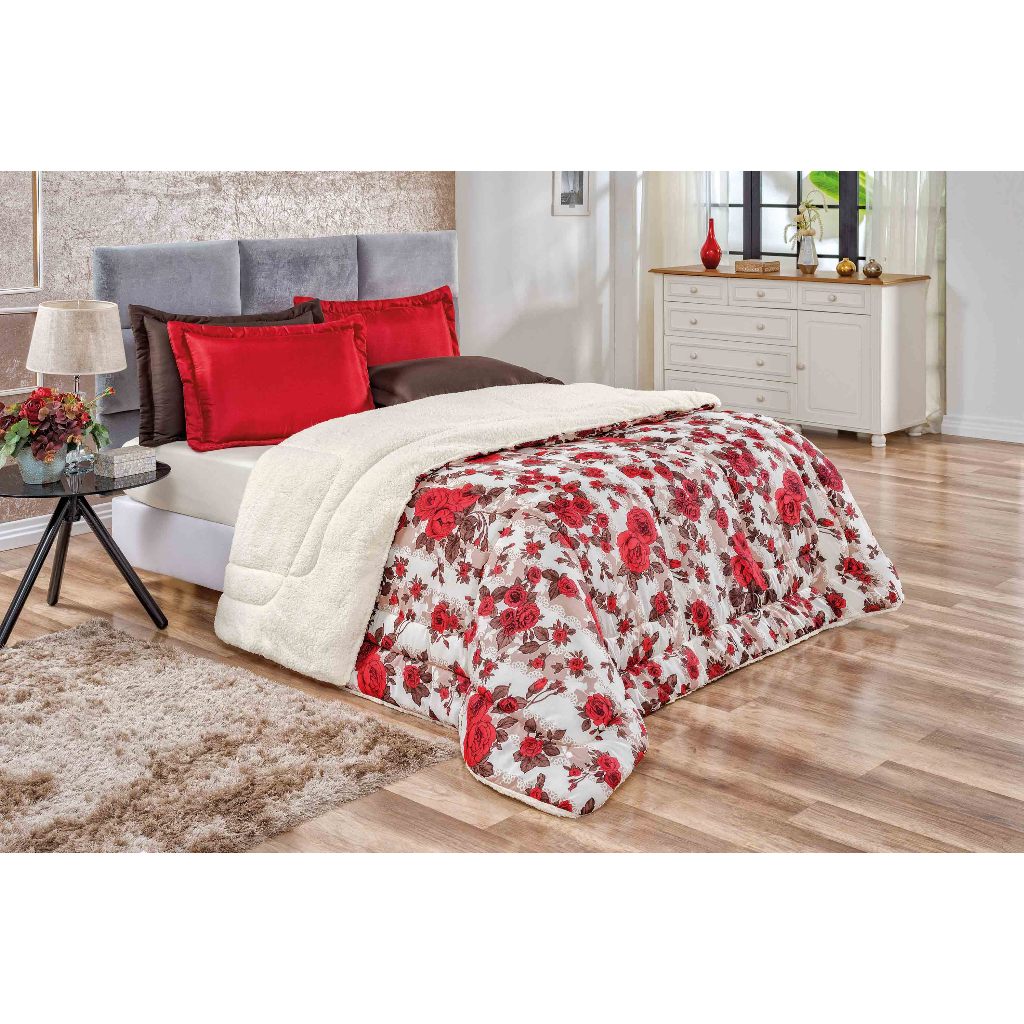 Edredom com Sherpa Estampado Queen Avulso | Shopee Brasil