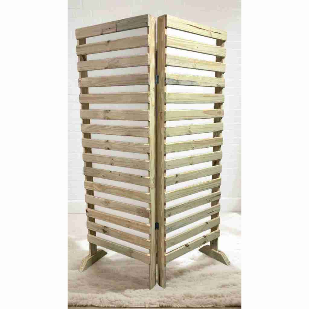 Biombo Sanfonado 2 Partes Em Madeira Pinus | Shopee Brasil