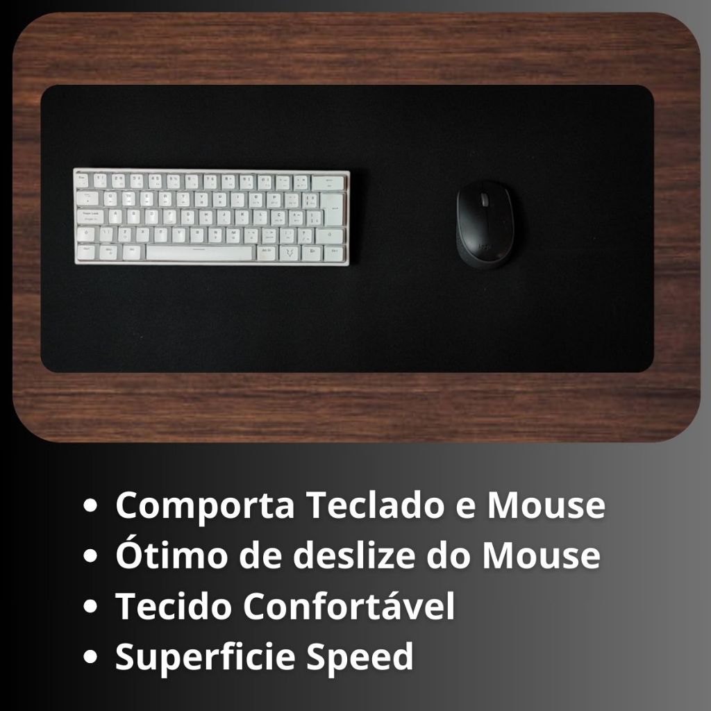 Mouse Pad Gamer 70x35 cm Preto Base Antiderrapante e Escritorio Jogos ...