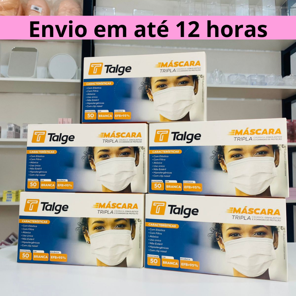KIT COM 5 MÁSCARAS BRANCA TALGE | Shopee Brasil