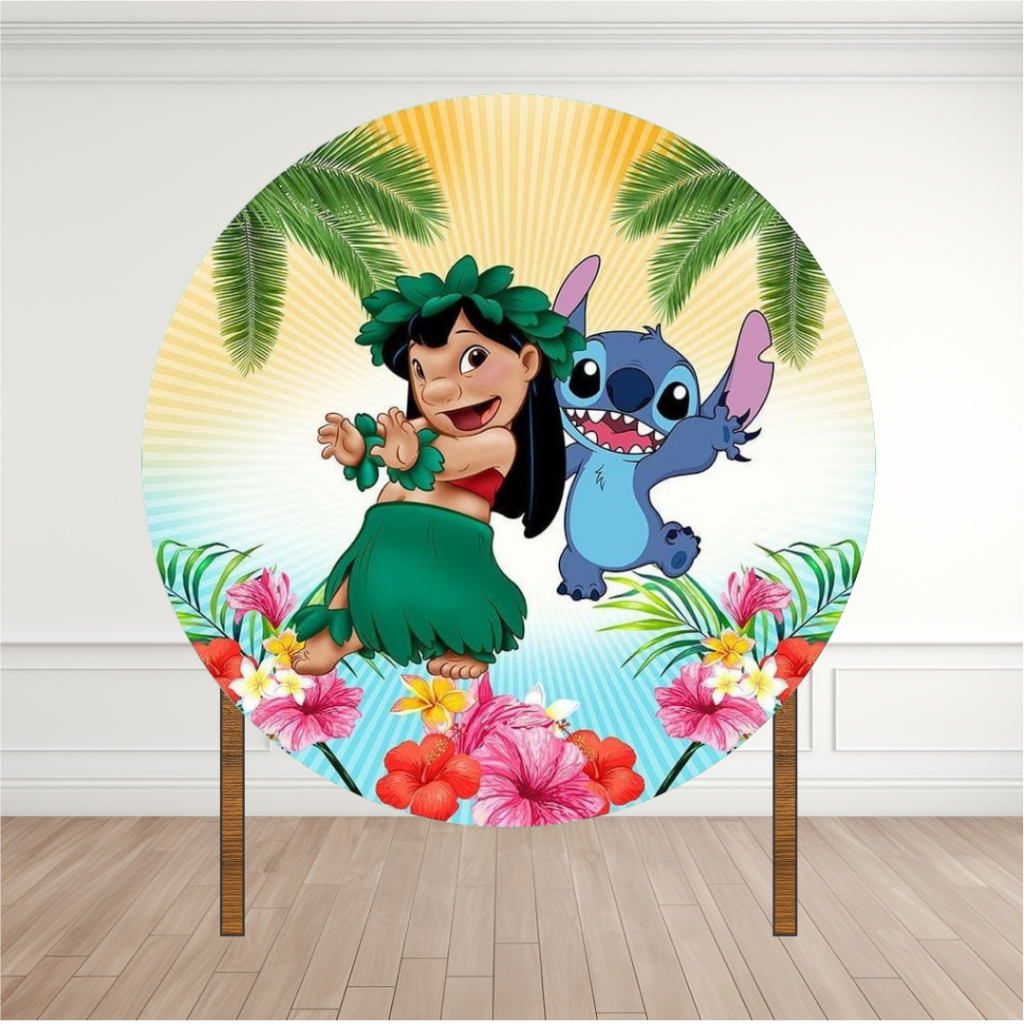 Painel de Festa Lilo e Stitch Verão Tecido Poliéster Sublimado com ...