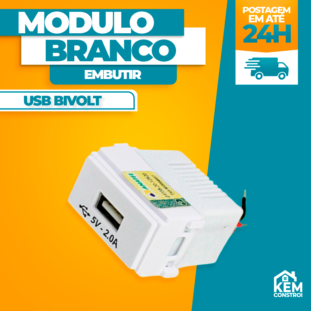 Modulo Usb Bivolt Embutir Branco I9 Ilumi | Shopee Brasil