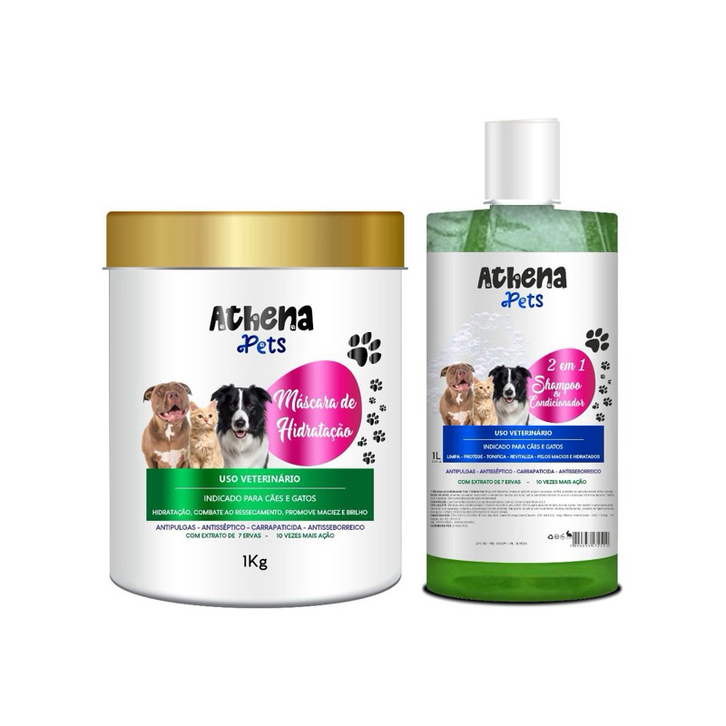 kit Mascara Pet Cachorro e Gatos Hidratante+Shampoo Condicionador 1Kg ...