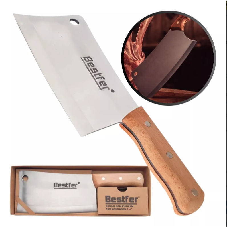 Cutelo Faca Profissional Aço Manganês 7 Lâmina Bestfer 30cm | Shopee Brasil