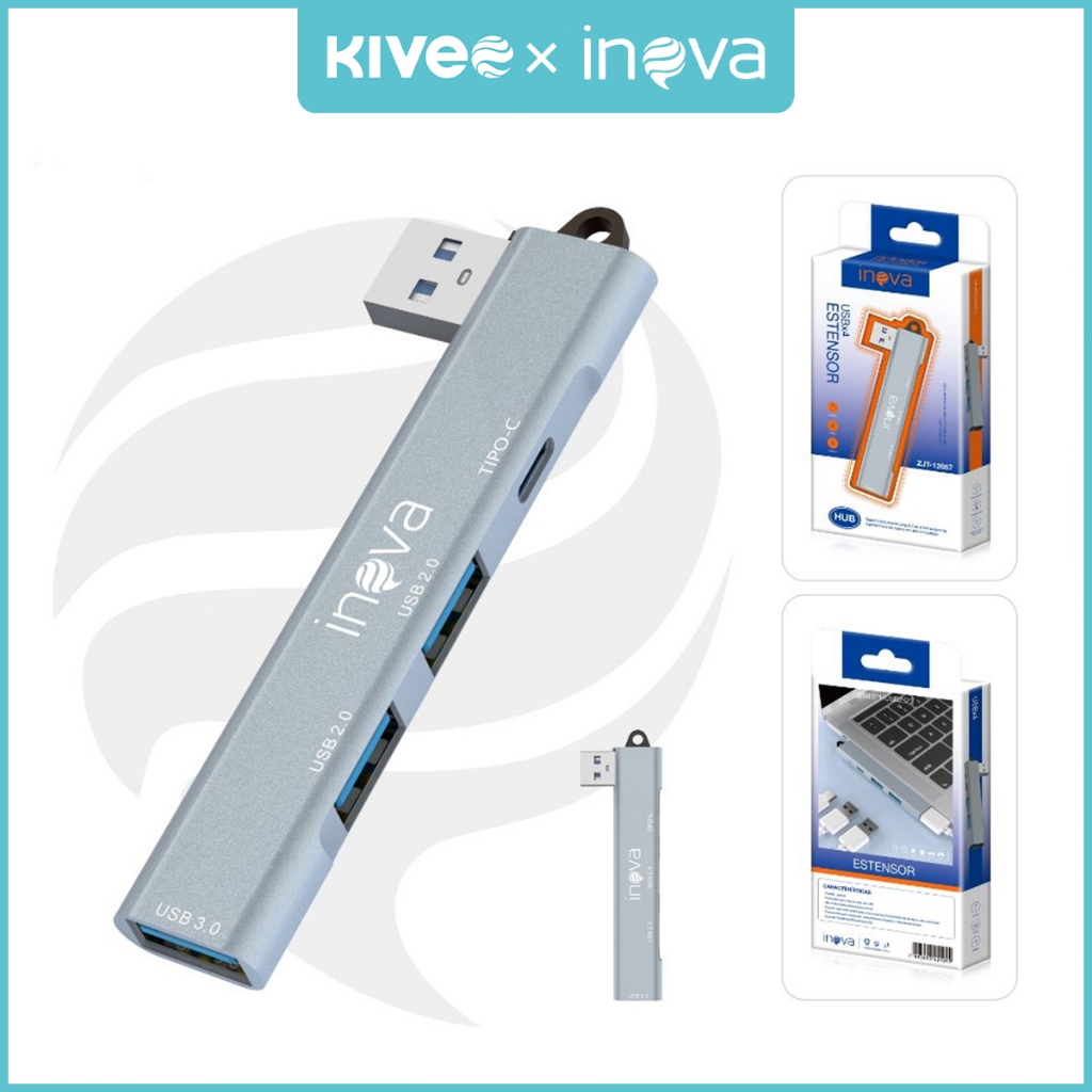 KIVEE x INOVA Hub USB De Alta Velocidade, 4 Portas Usb 3.0 Tipo C Switch Multi Splitter ...