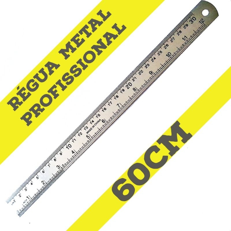 Régua de Metal Aço Inox 60cm Flexível Profissional - Centímetros e ...