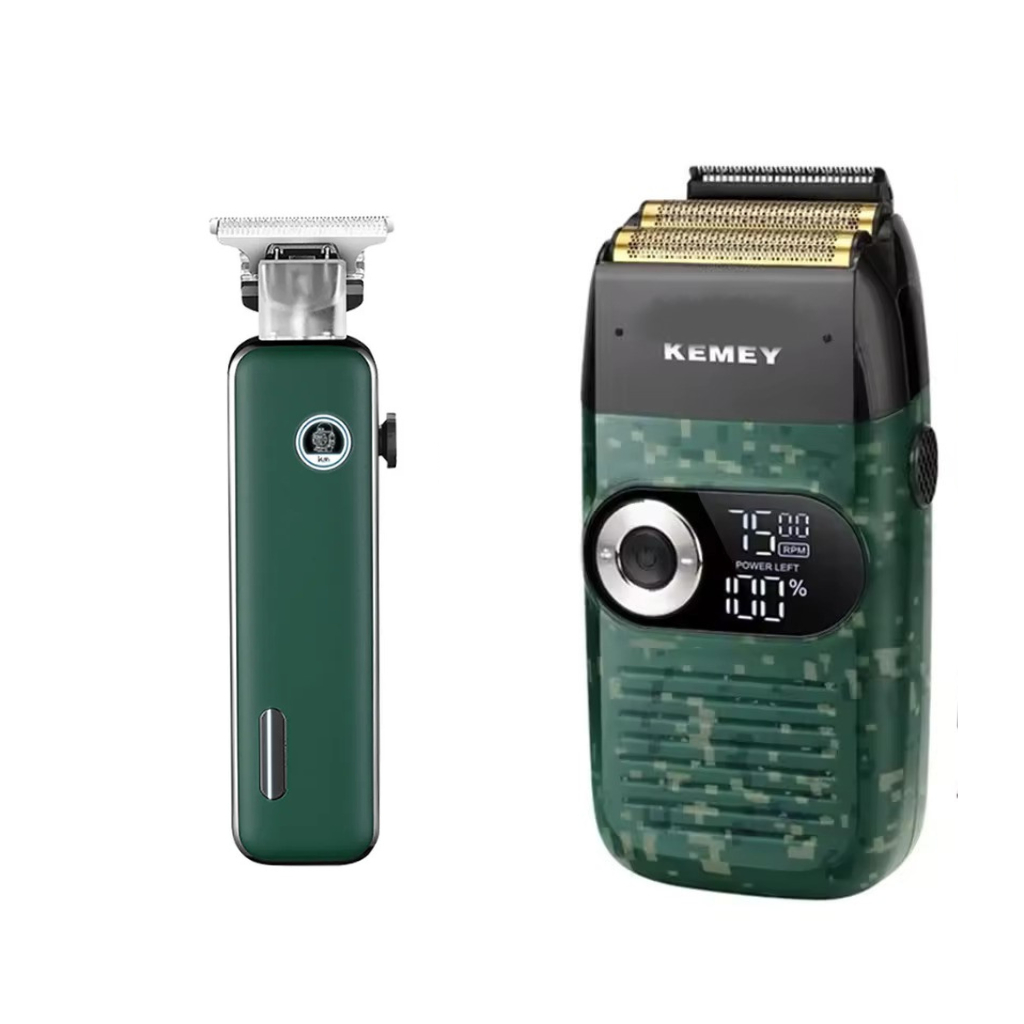 Kit Duas Maquinas Barbeador Cortar Cabelo Kemei Km-2299 e Maquina Acabamento Shaver Kemei Km ...