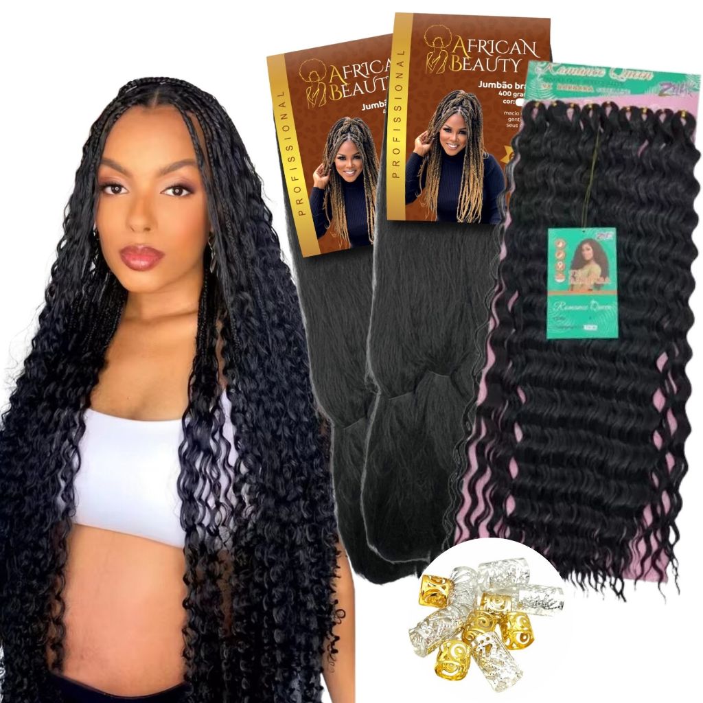 Kit P/ Gypsy Braids 2 Jumbo African Beauty + 1 Crochet Barbara Cacheado ...