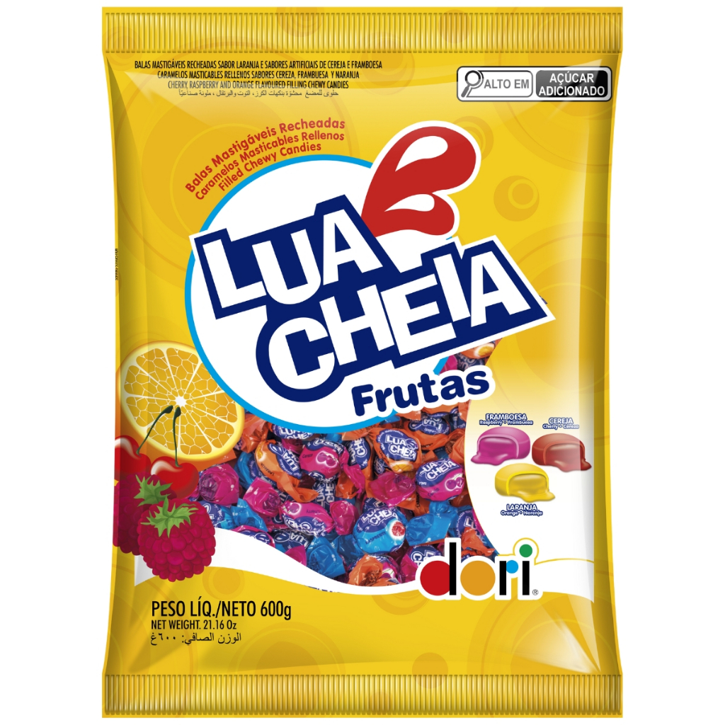 Balas Mastigáveis Dori Lua Cheia Recheada Frutas 600g Doces Para Festa ...