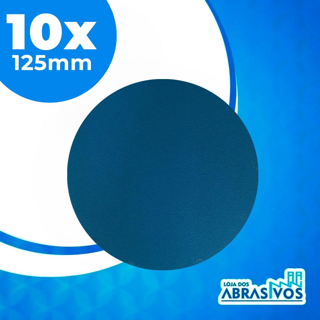 Kit com 10 Discos Lixa hookit com Base Velcro 5 Polegadas sem furo ...