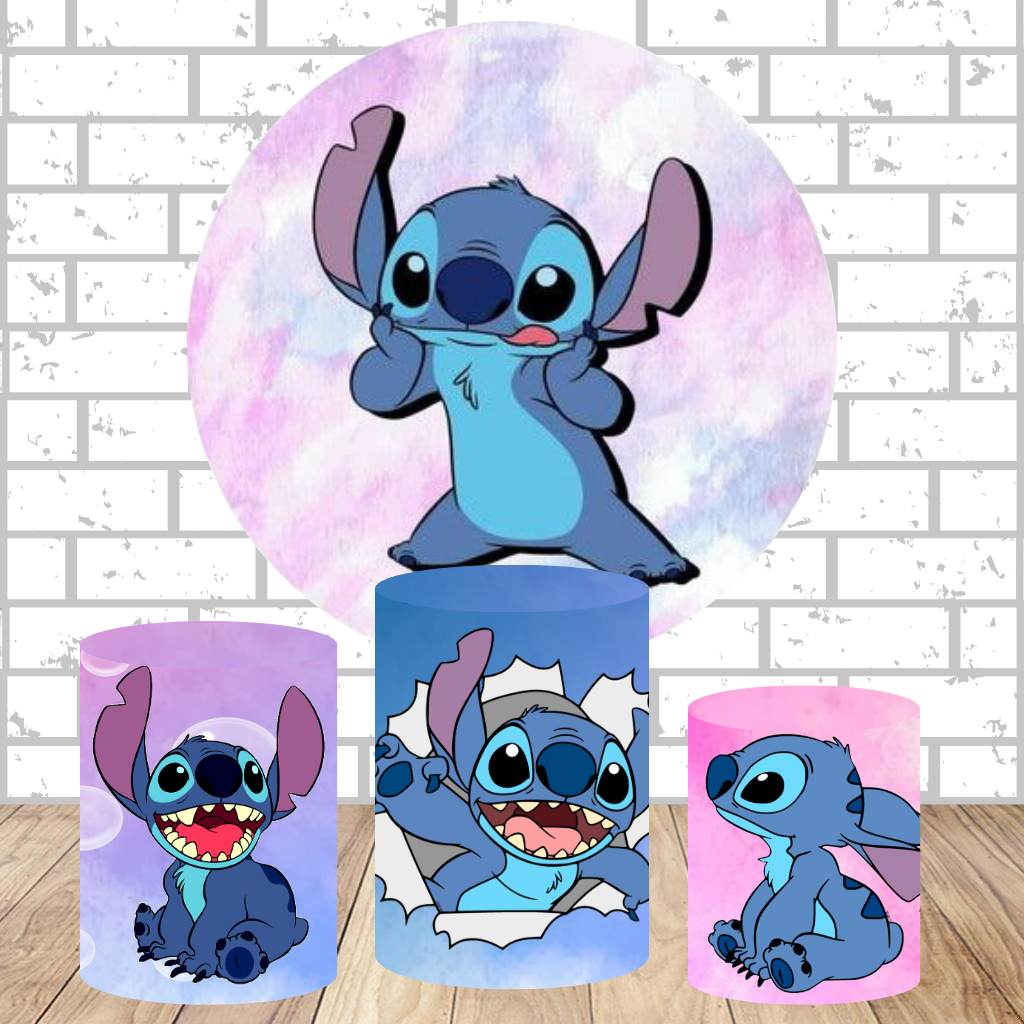 Kit Painel Redondo e Trio Capas Cilindros Festa Tecido Sublimado 3D ...