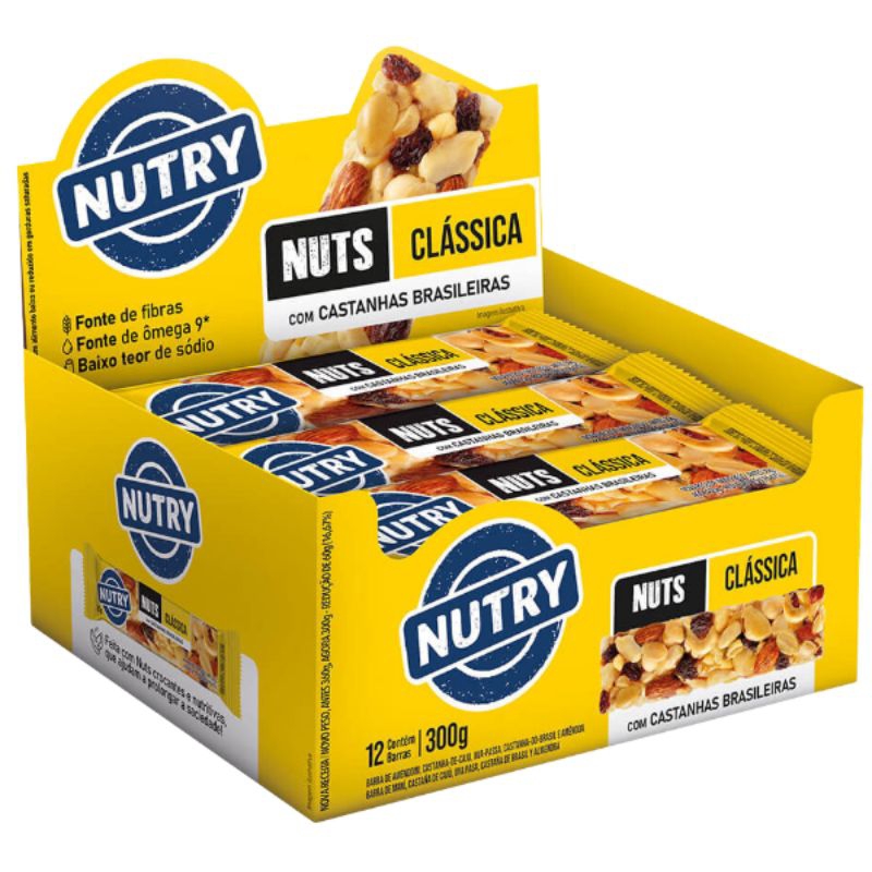 Barra Nuts Nutry Mix Castanhas Amêndoas Amendoim Frutas Cx 12 Un ...