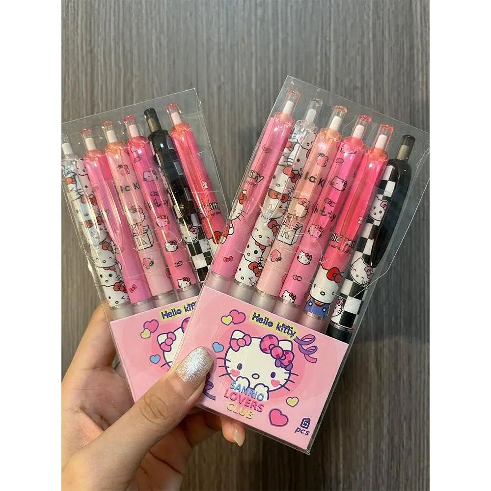 Kit de Canetas Pretas Hello Kitty Sanrio Harajuku Caneta Preta 6 Peças ...