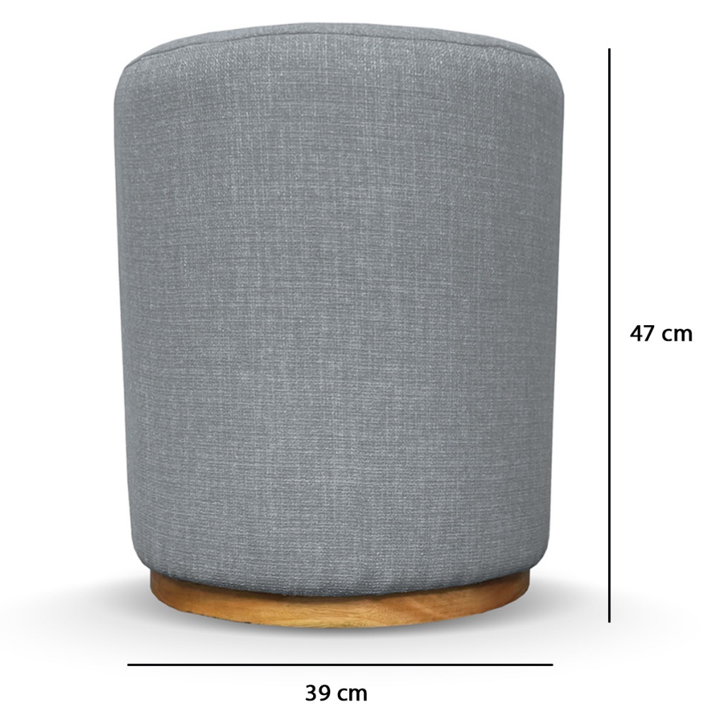 Kit 2 Puffs Lino Redondo Linhão Estilo Rustico Base De Madeira - LH ...