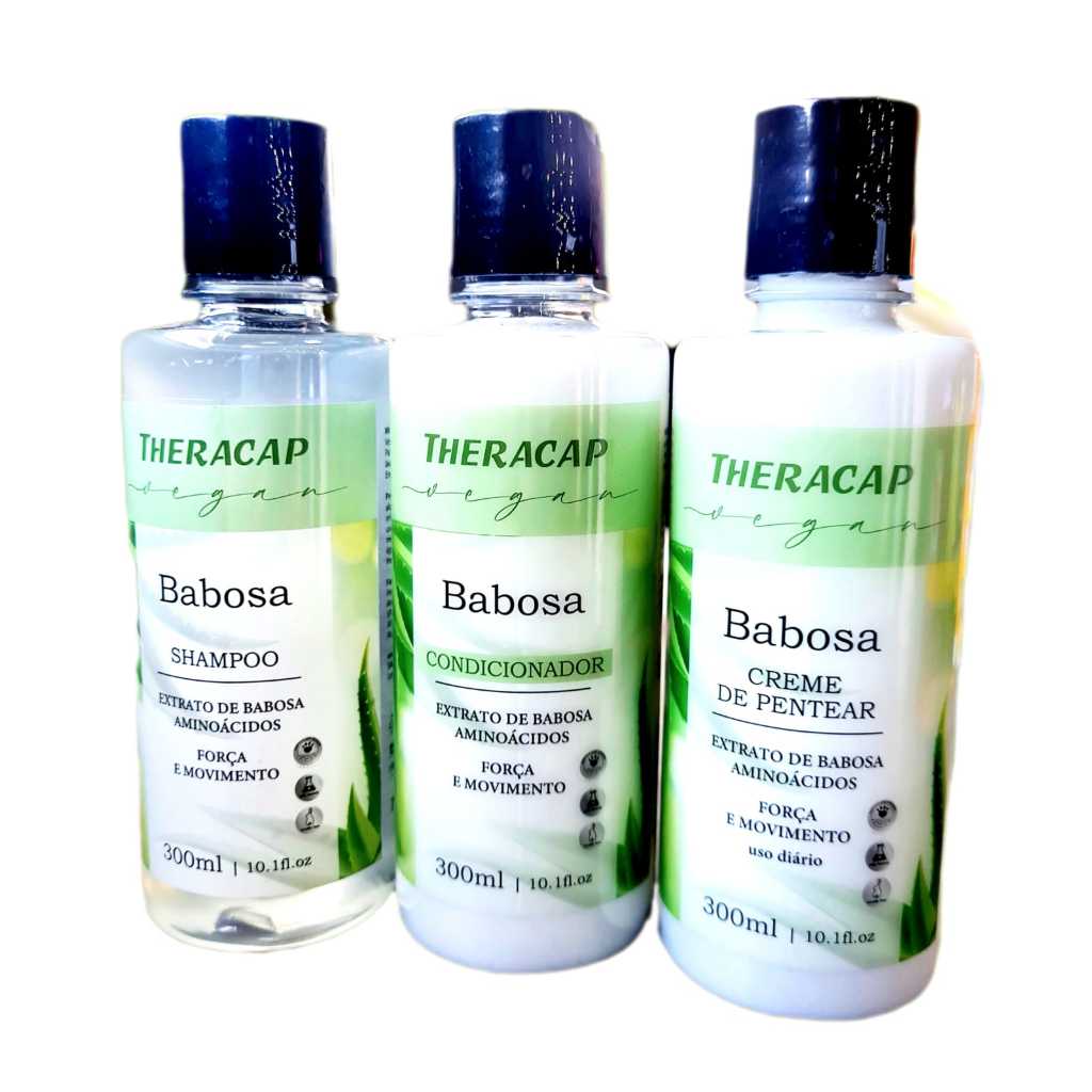 Kit Capilar Babosa Shampoo + Condicionador + Creme - 3 intes 300ml ...