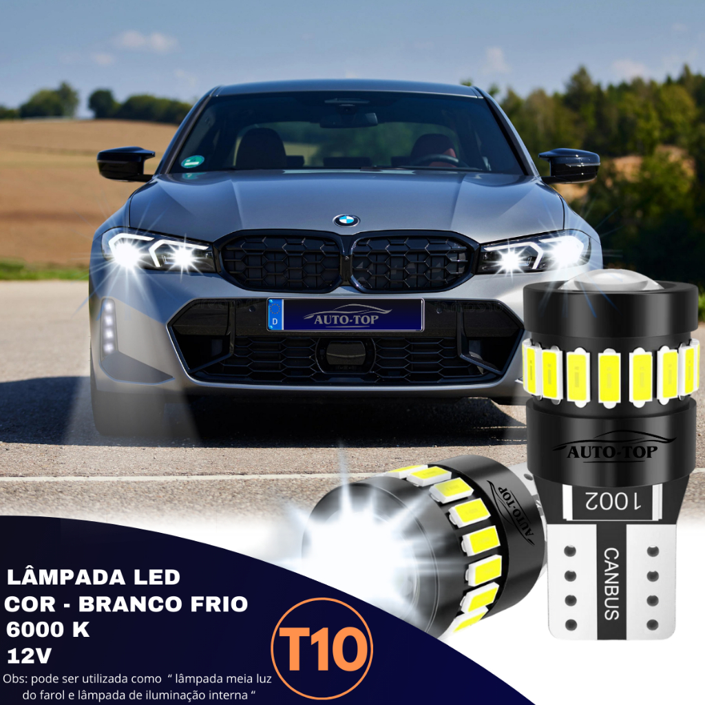 Par de Lâmpada T10 Pingo Projetor Led Cambus 6.000k Luz Branco Frio ...
